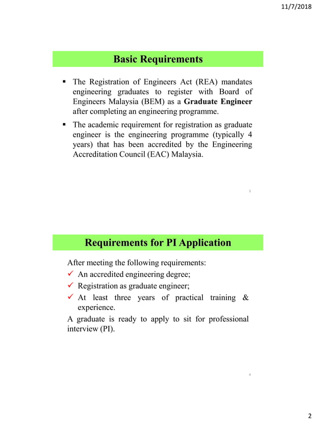 Route to Professional Engineer through IEM/BEM in Malaysia. | PDF