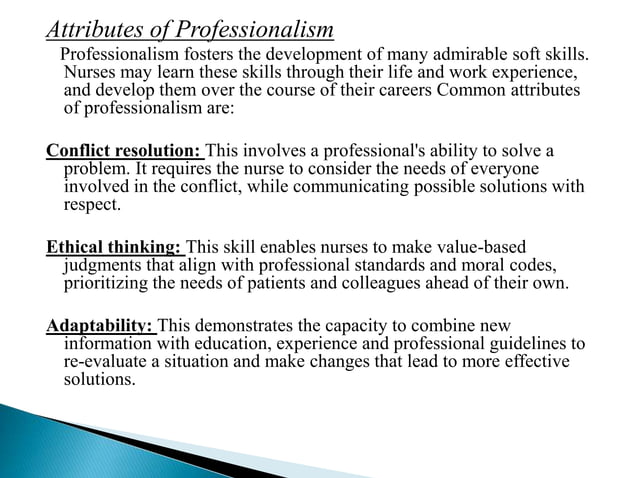 Professionalism Unit I in Nursing | PPTX