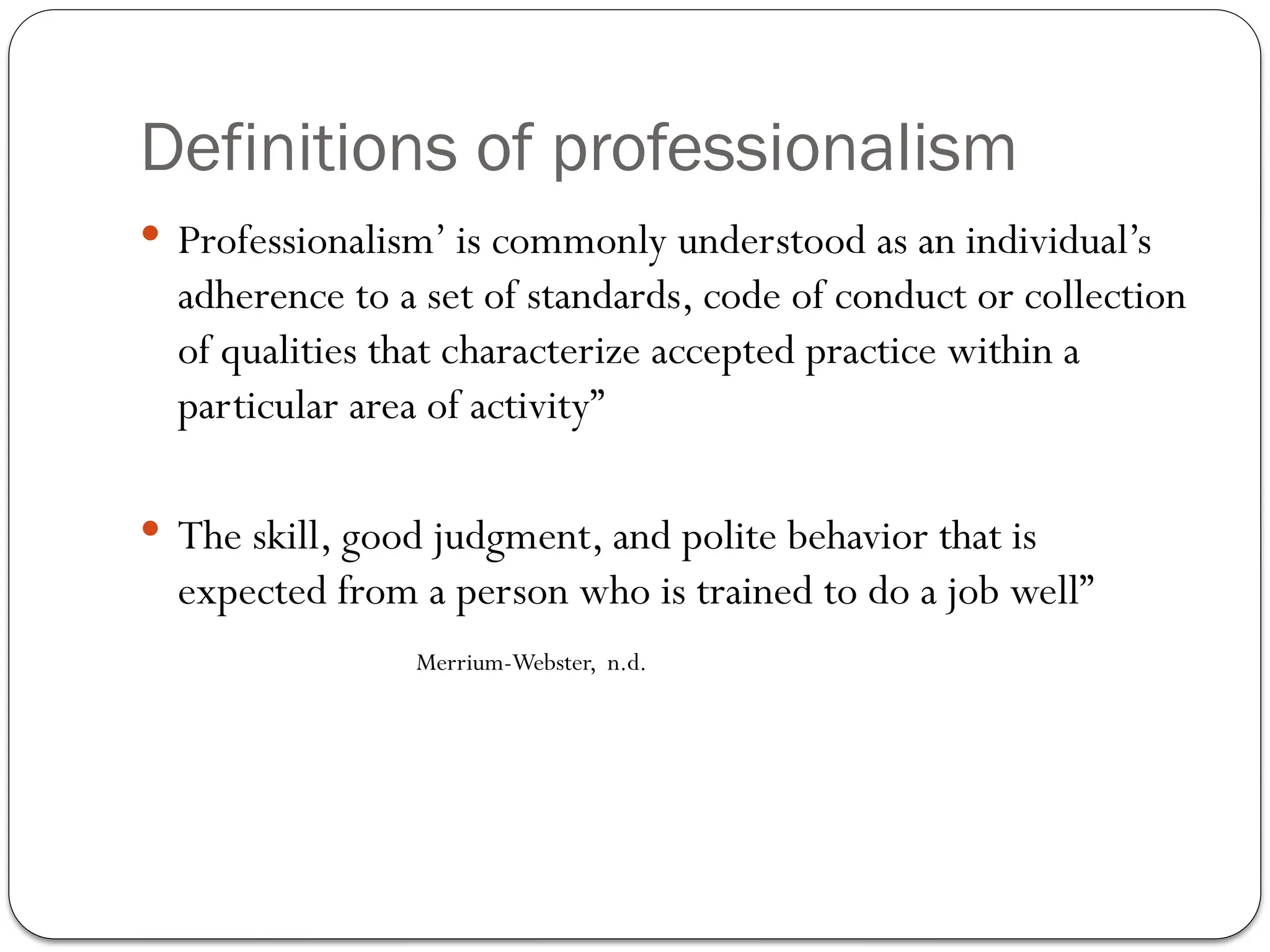 professionalism.pptx, introduction, criteria of a profession | PPTX