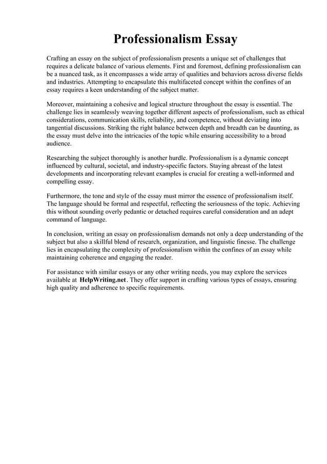 Professionalism Essay | PDF