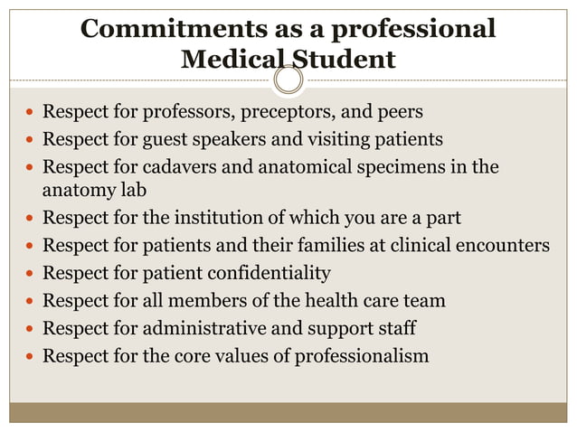 Professionalism in medicine | PPTX | Professional School | Postgraduate ...