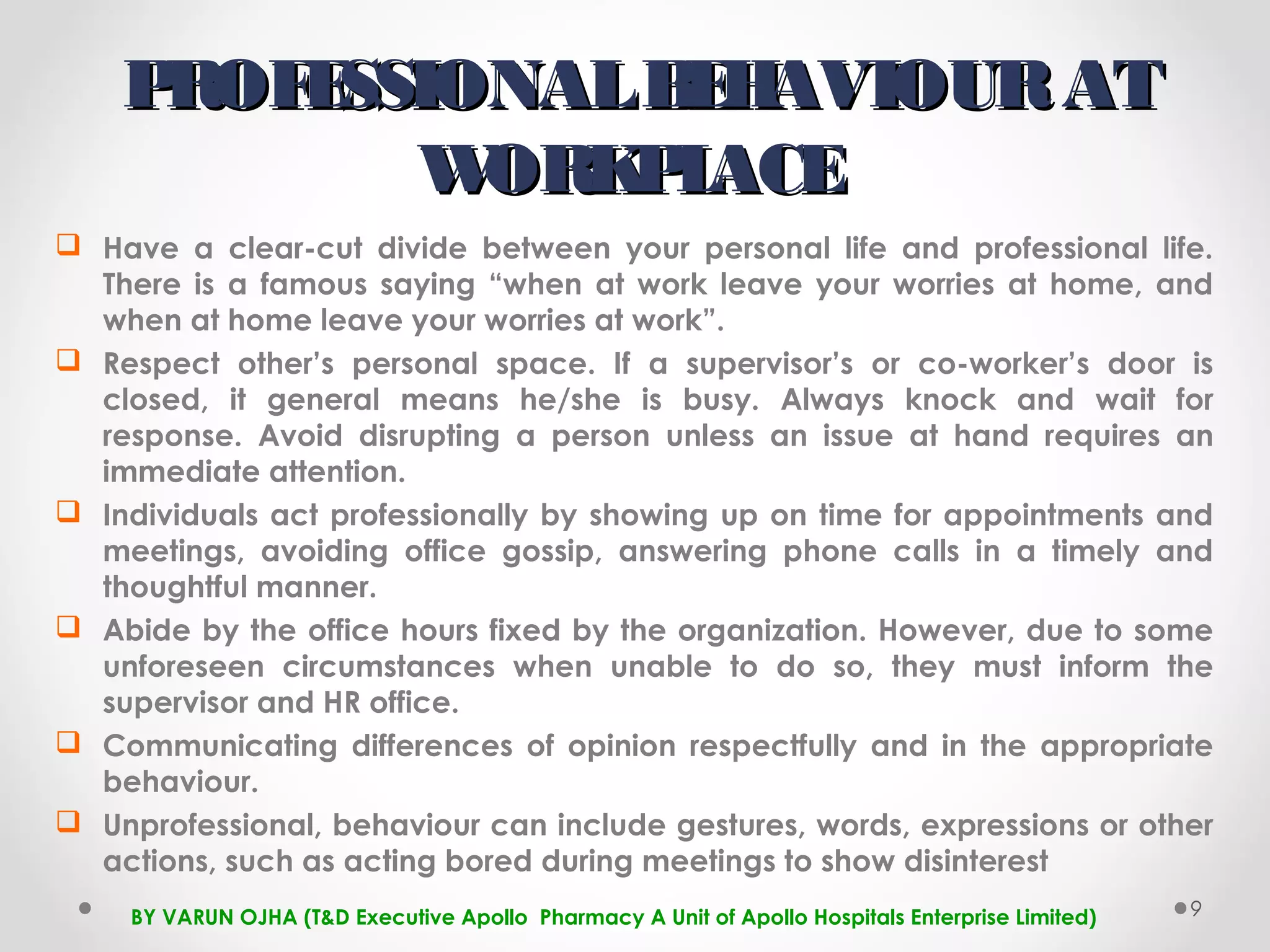 Professionalism in the workplace | PPT