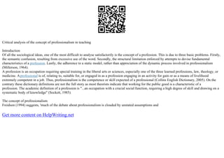 Professionalism Of Teaching And Learning | PDF
