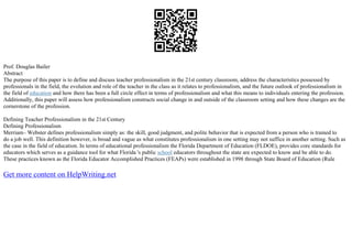 Professionalism Of Teaching And Learning | PDF
