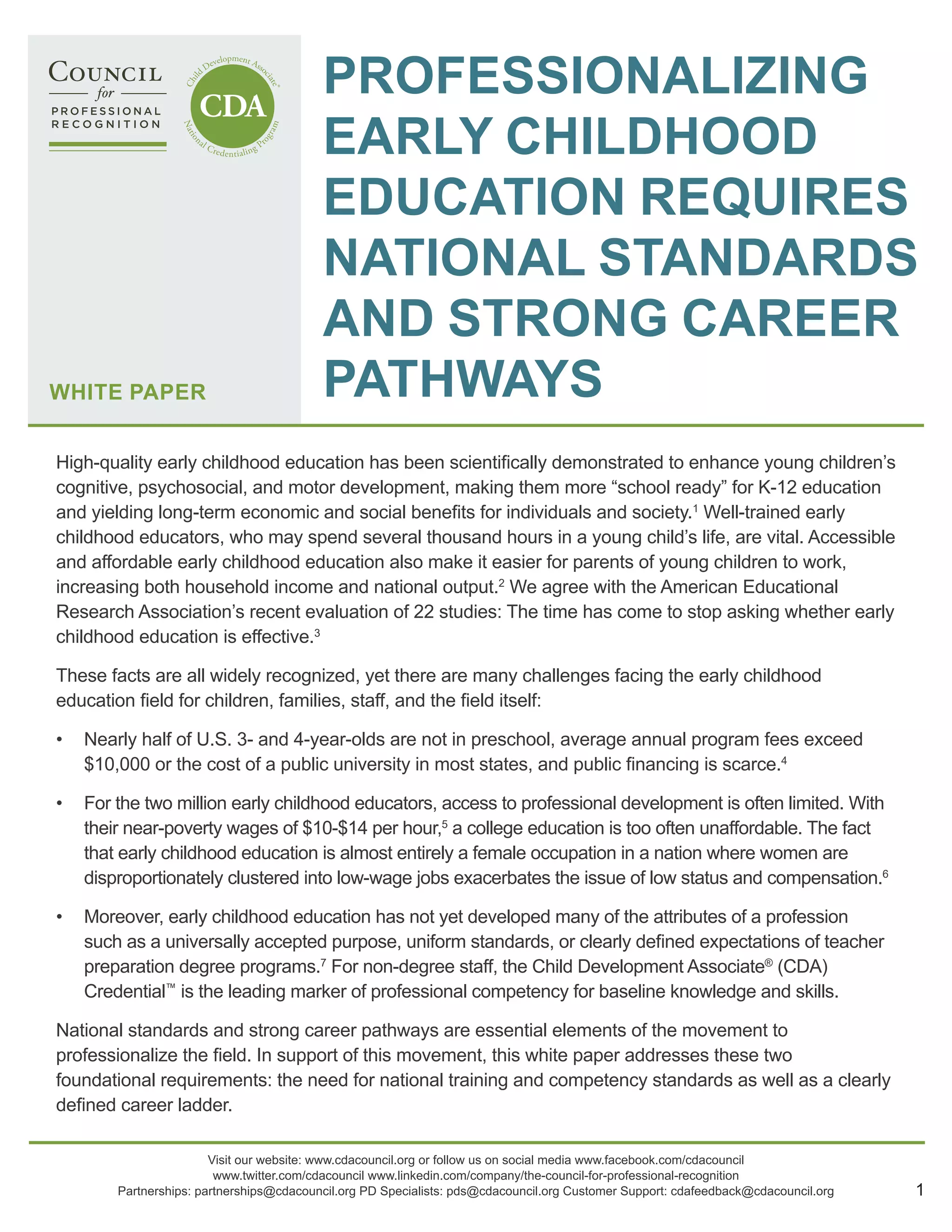 Professionalizing Early Childhood Education | PDF