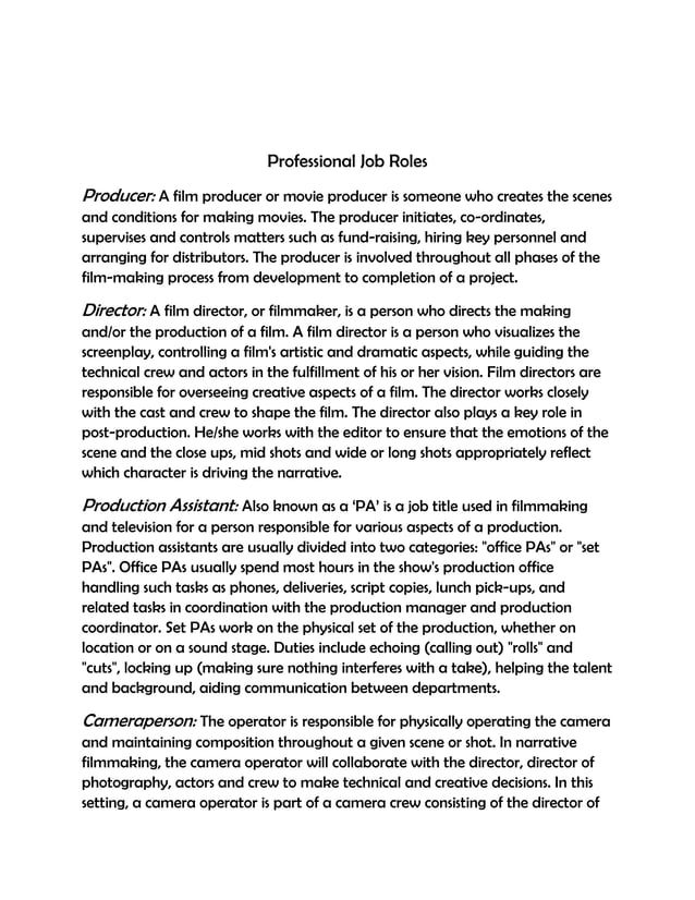 Professional Job Roles | PDF