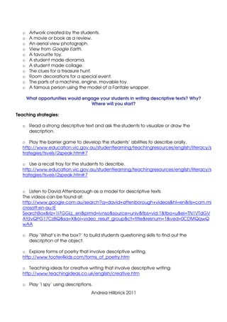 Professional learning descriptive writing | PDF