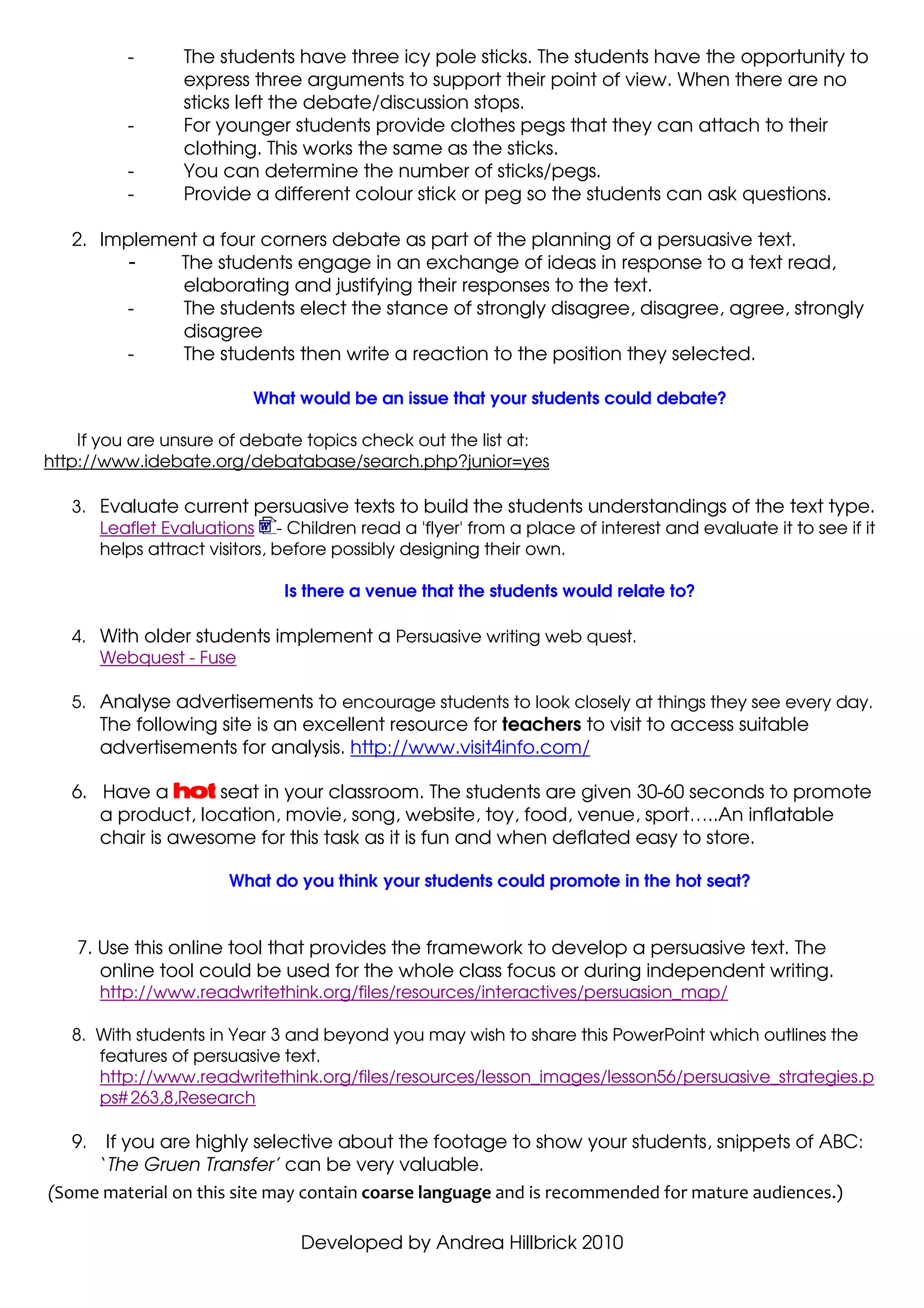 Professional learning persuasive writing | PDF