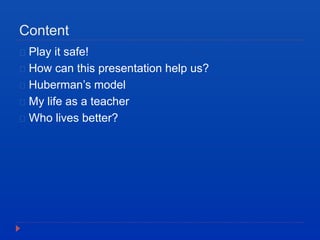 Professional life cycles of teachers an adpatation of Tessa woodwards ...