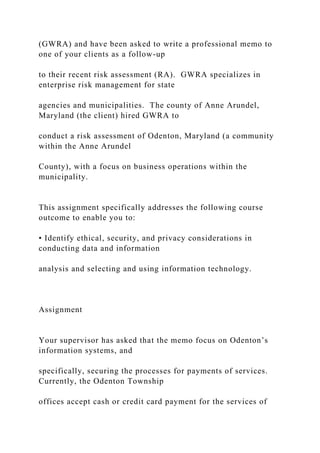 Professional Memo 1 IFSM 201 Professional Memo .docx