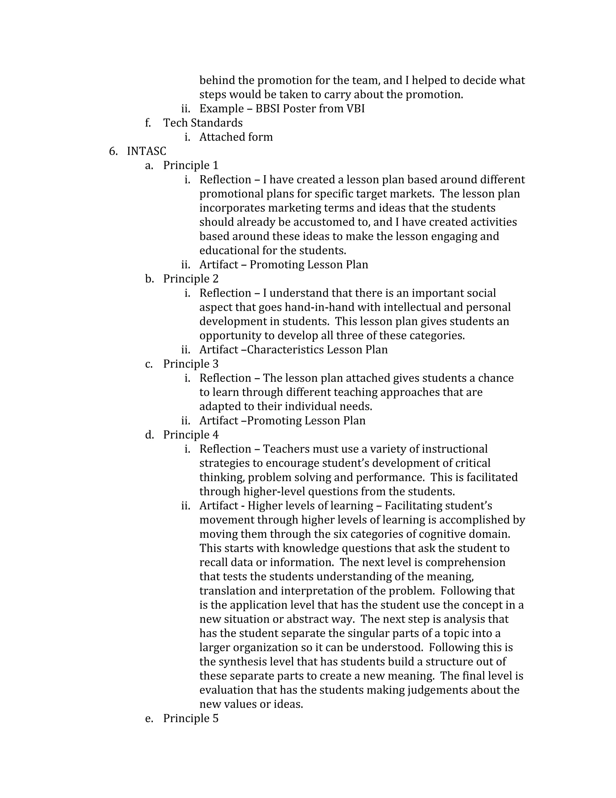 Professional Portfolio Outline Revised | DOCX