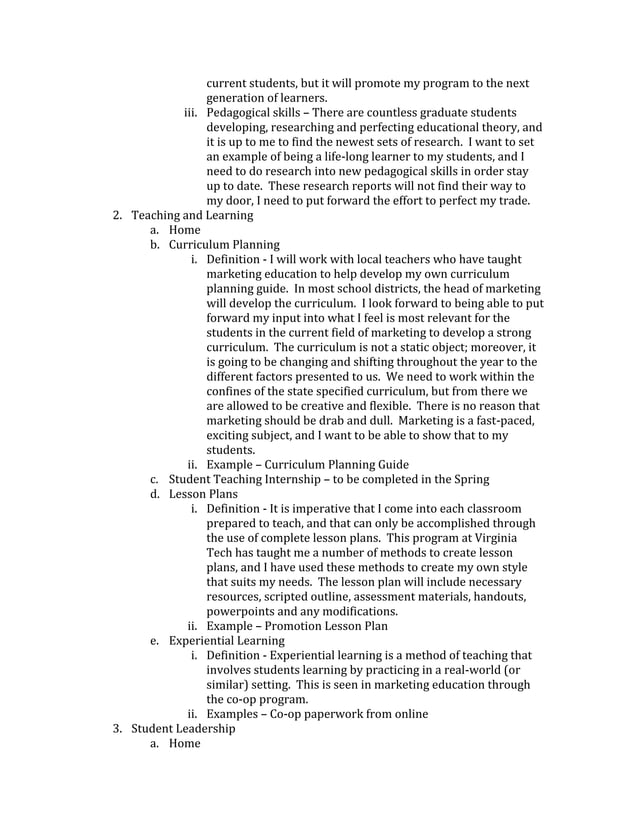 Professional Portfolio Outline Revised | PDF