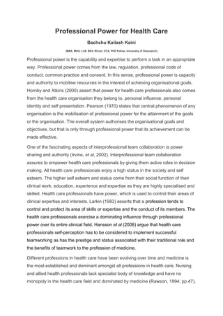 Professional power in health care | PDF