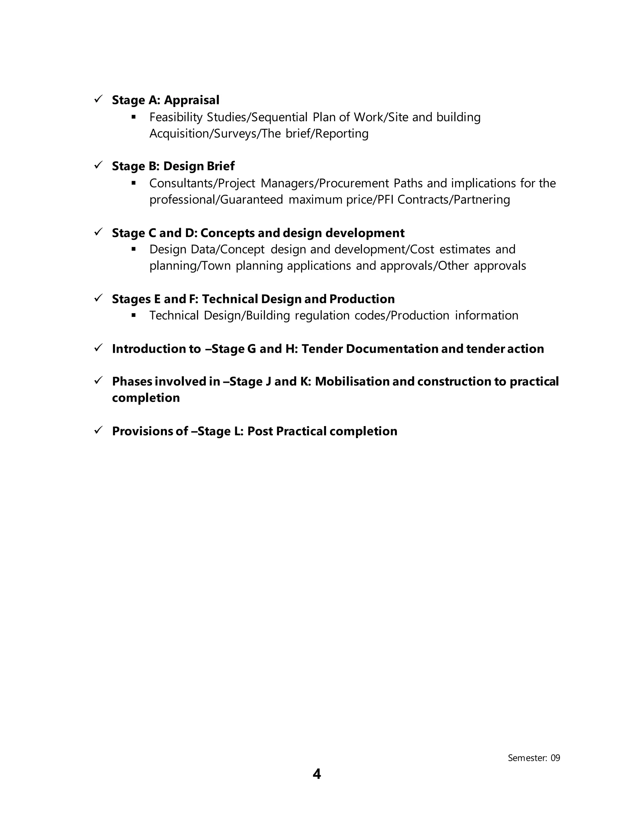 Professional practice (course outline 9th semester) | DOC
