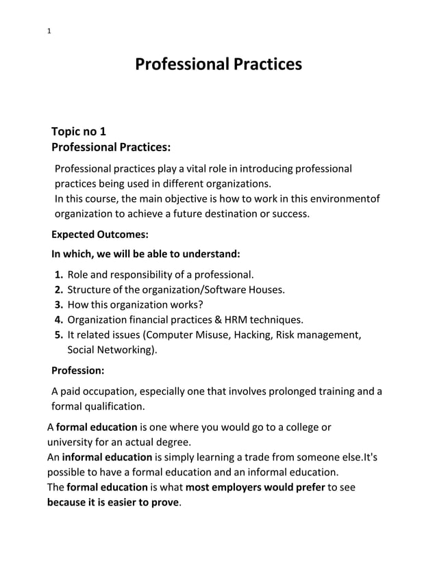 Professional Practices complete notes.pdf | Resume Writing and Advice ...