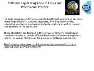 Professional responsibilities of software engineering | PPT