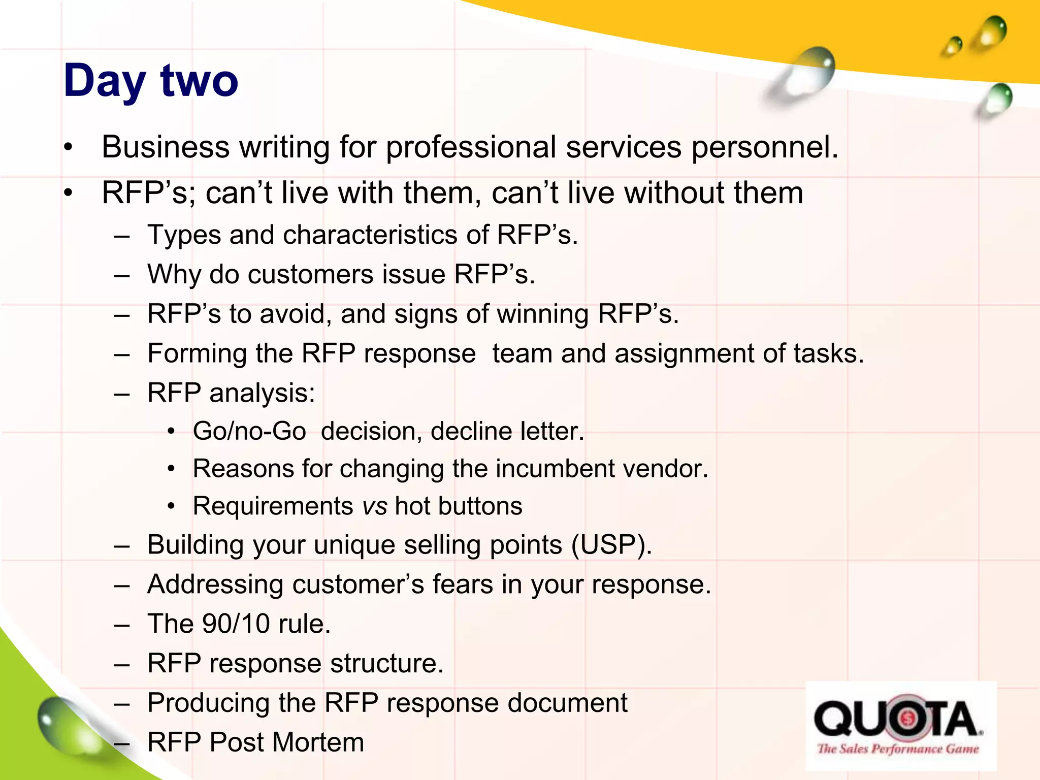 Professional RFP response preparation | PPTX