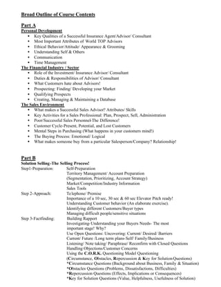 SALES TRAINING for FINANCIAL ADVISORS | PDF