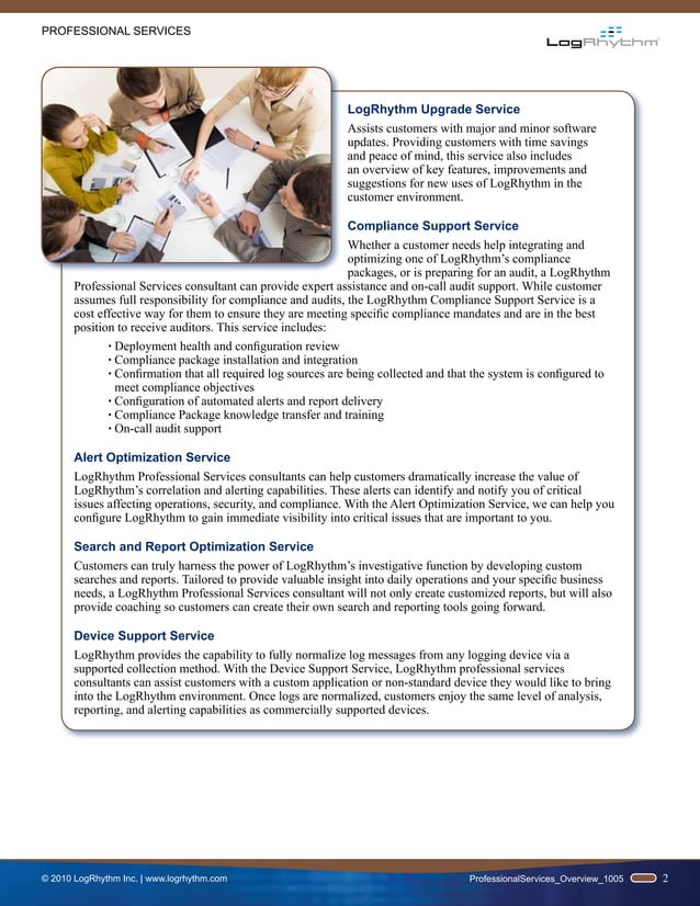 LogRhythm Professional Services Overview Data Sheet | PDF | Computing | Technology & Computing