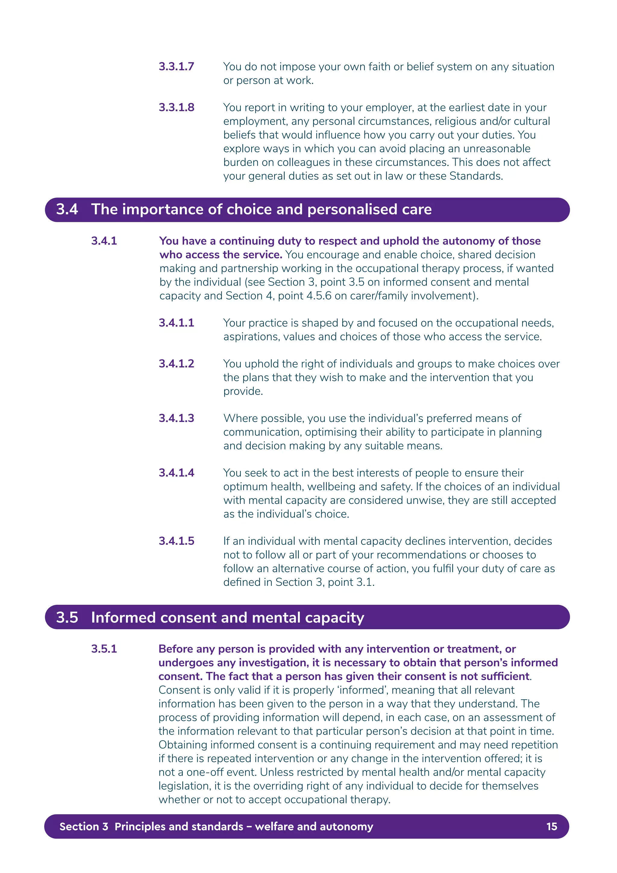 Professional Standards for Occupational Therapy Practice, Conduct and ...