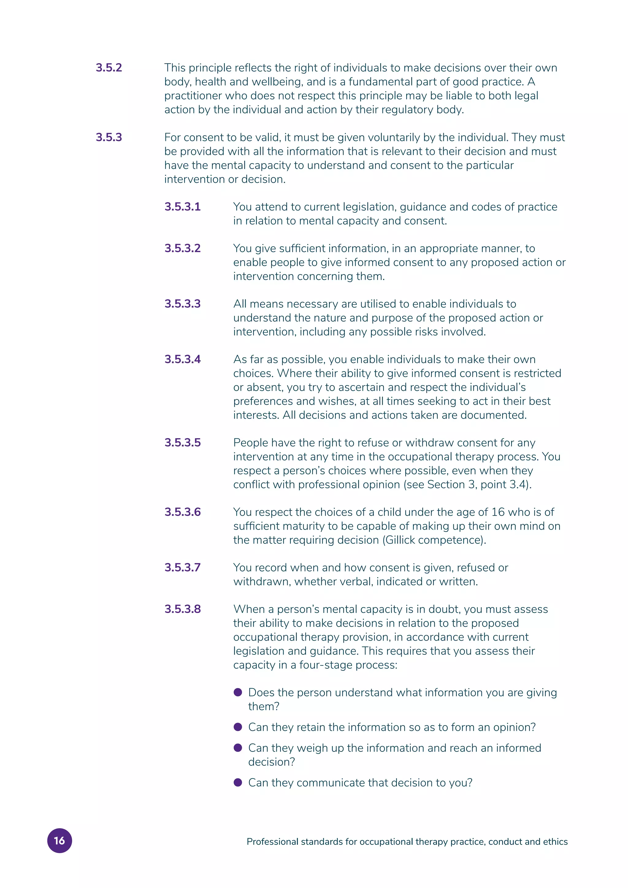 Professional Standards for Occupational Therapy Practice, Conduct and ...