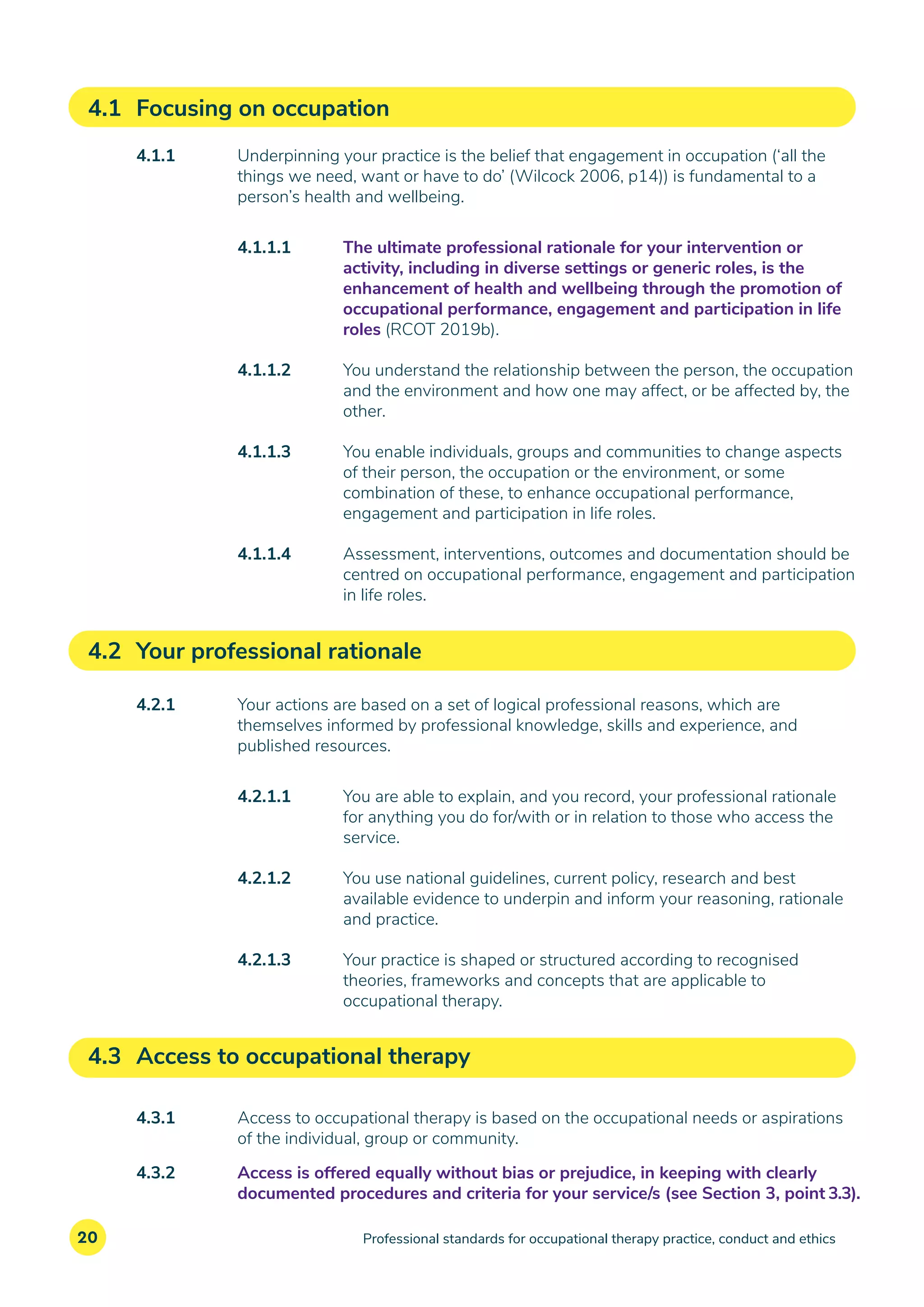 Professional Standards for Occupational Therapy Practice, Conduct and ...