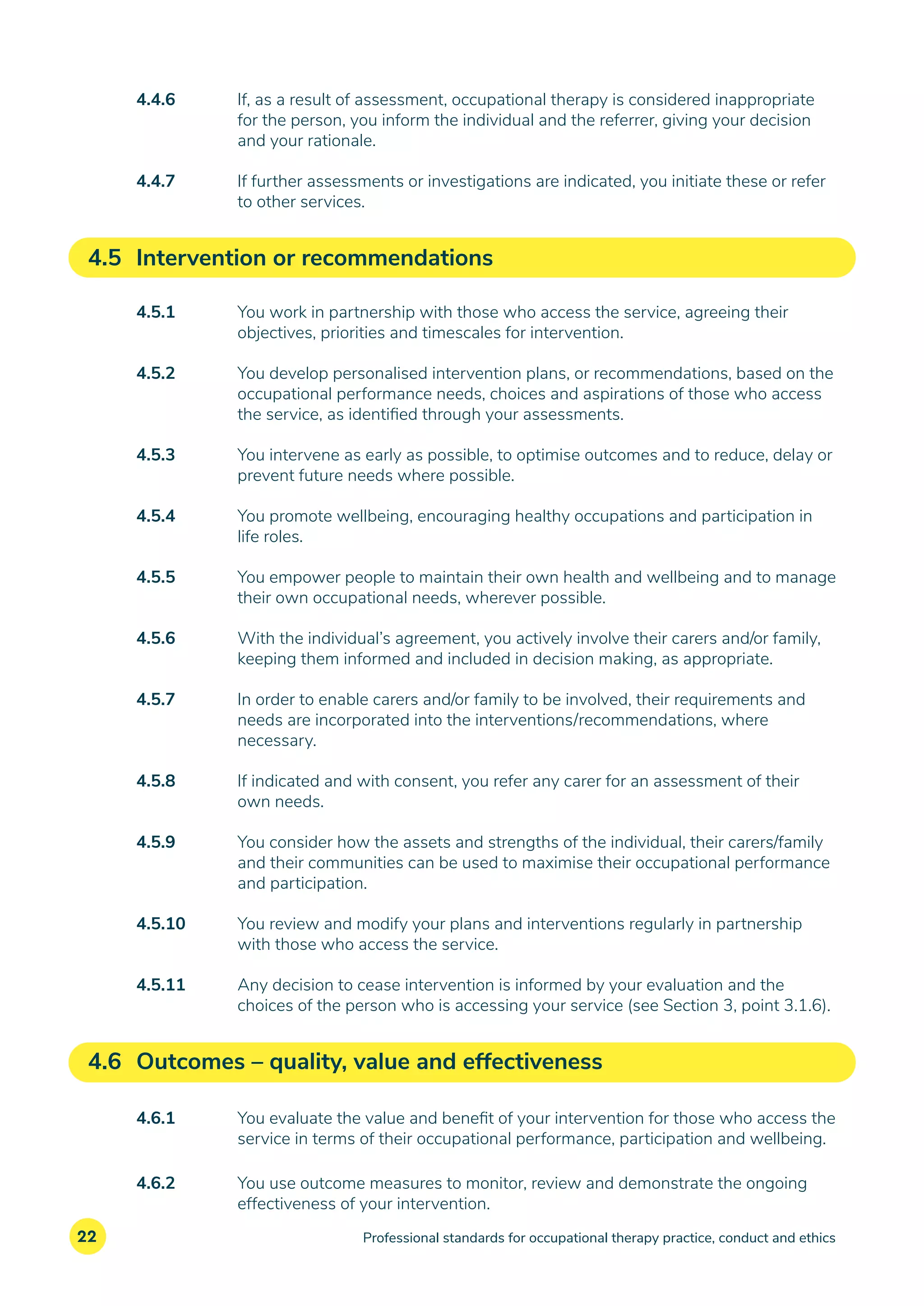 Professional Standards for Occupational Therapy Practice, Conduct and ...