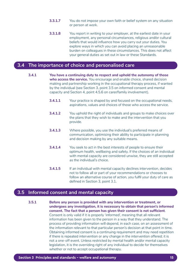 Professional Standards for Occupational Therapy Practice, Conduct and ...