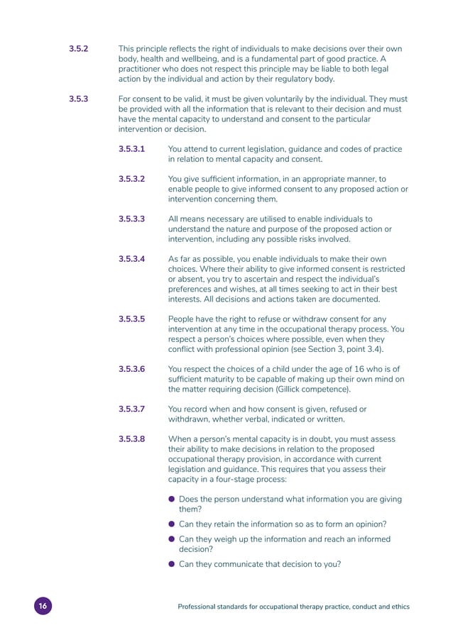 Professional Standards for Occupational Therapy Practice, Conduct and ...