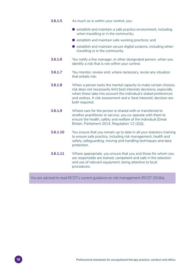 Professional Standards for Occupational Therapy Practice, Conduct and ...