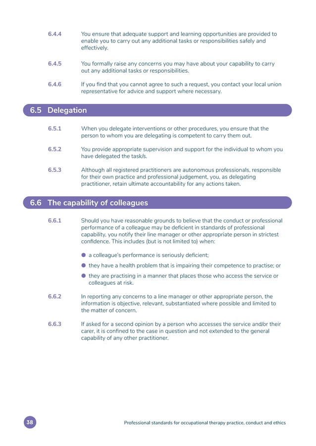 Professional Standards for Occupational Therapy Practice, Conduct and ...
