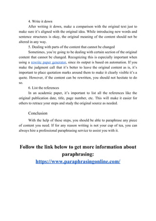 Professional Step by Step Paraphrasing Guieline | PDF