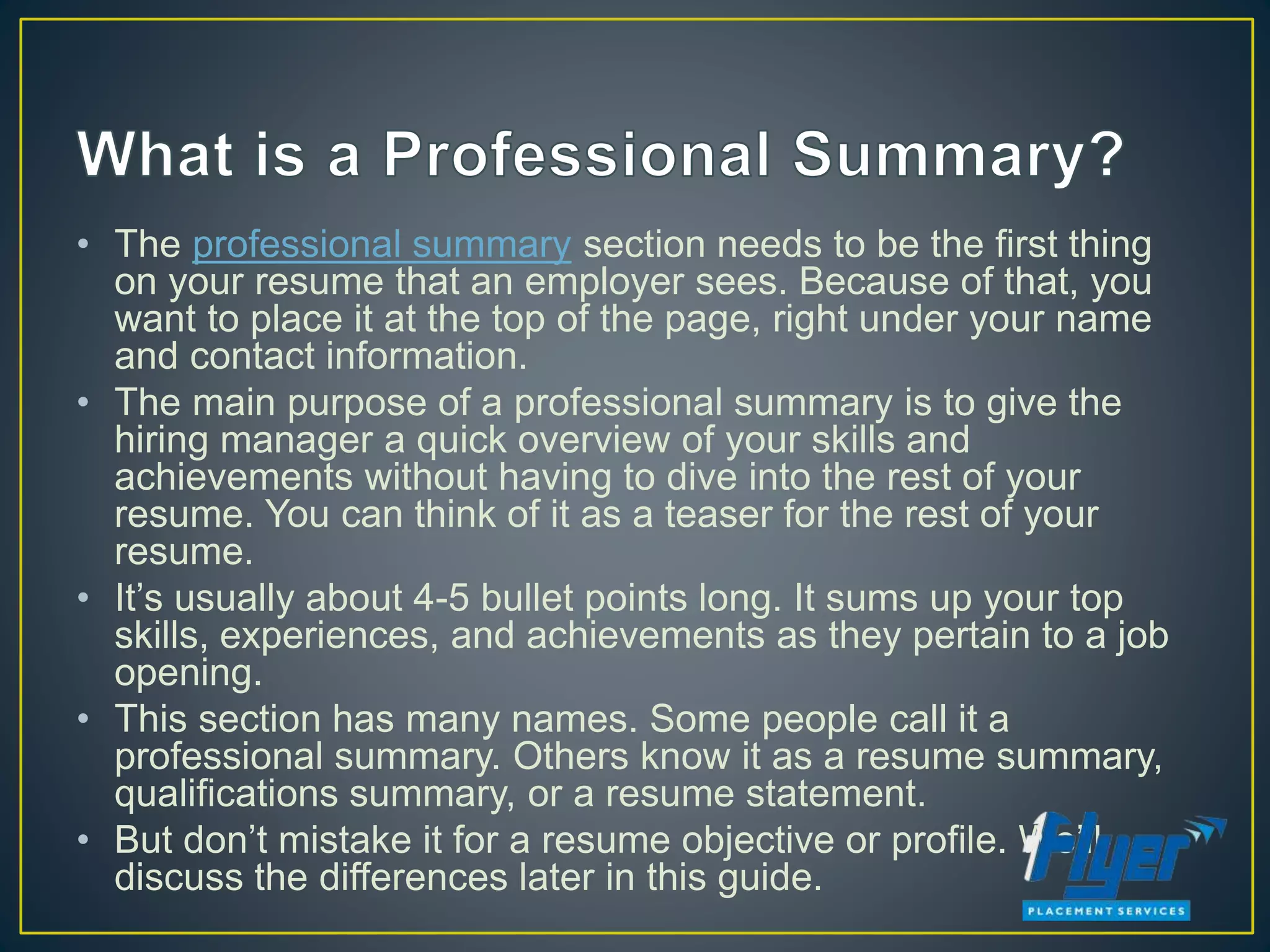 Professional summary why does it matter | PPTX