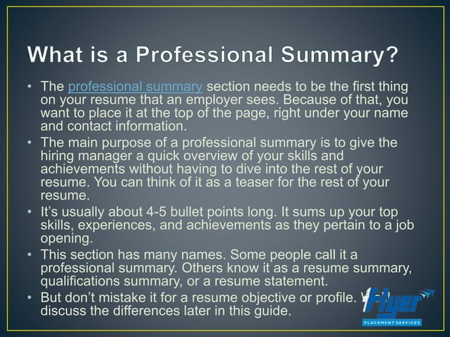 Professional summary why does it matter | PPT