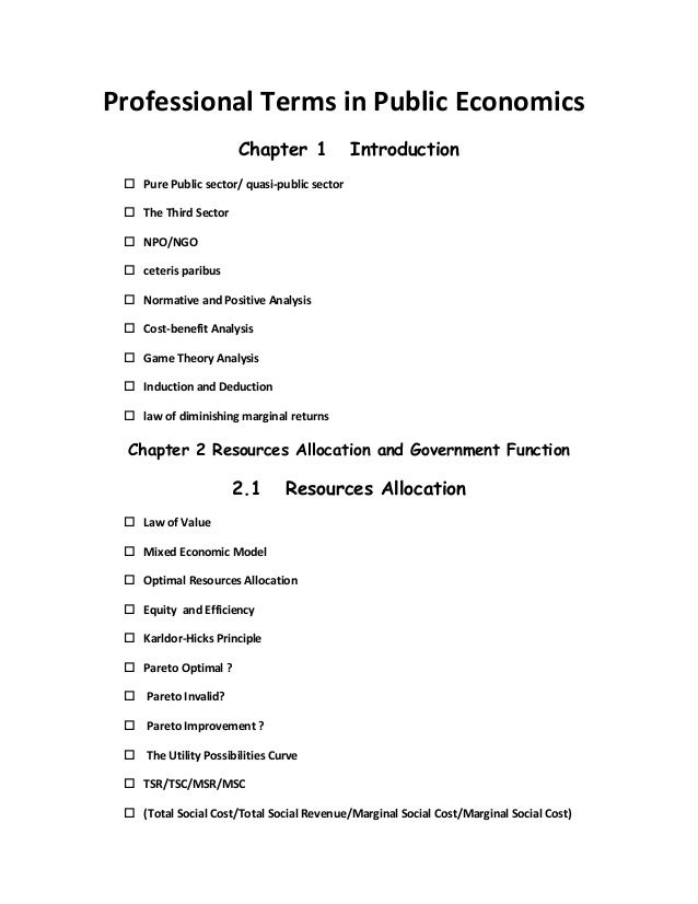Professional terms in public economics(assignment 1)