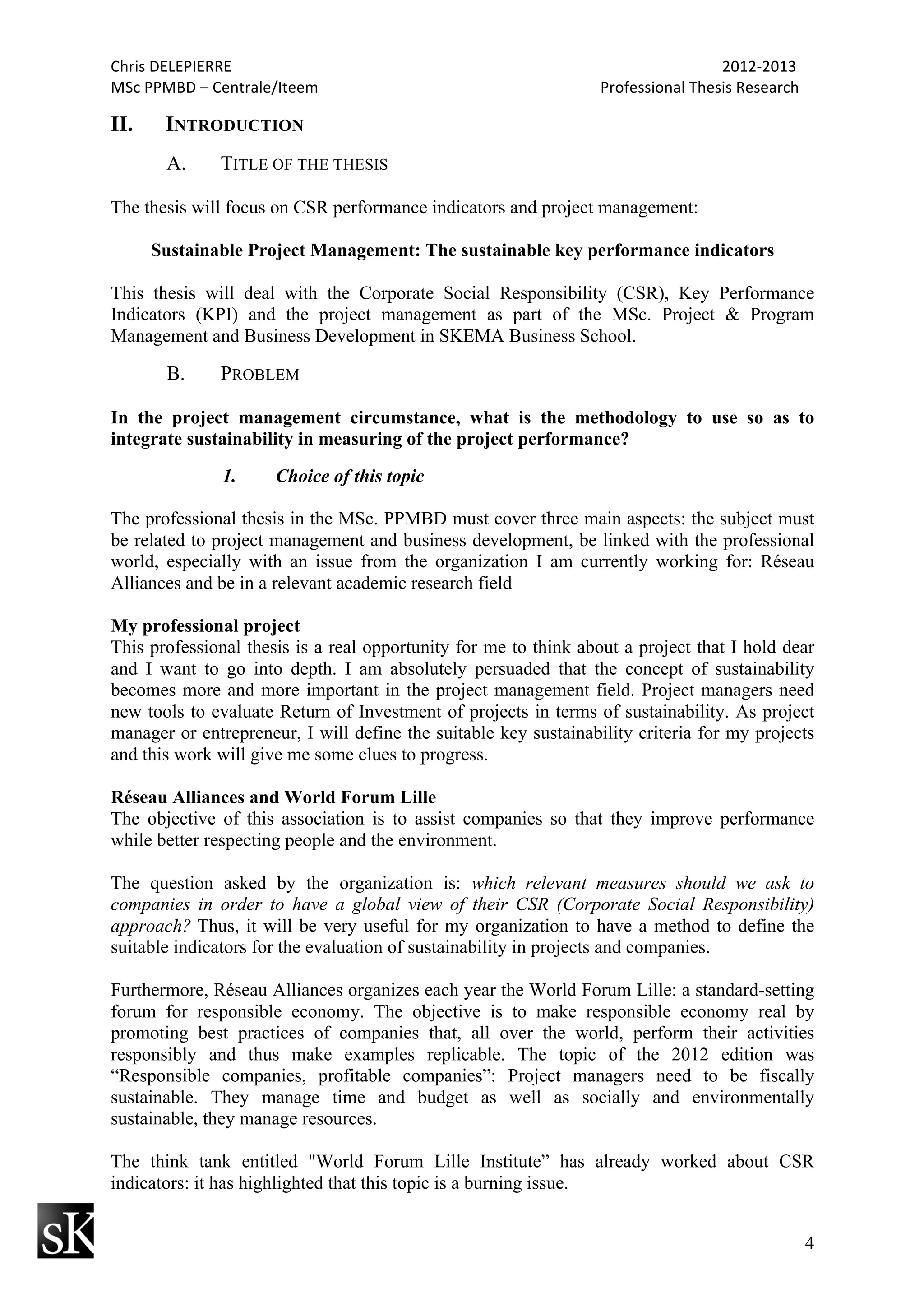 Thèse professionnelle sur les indicateurs de performance RSE et le ...