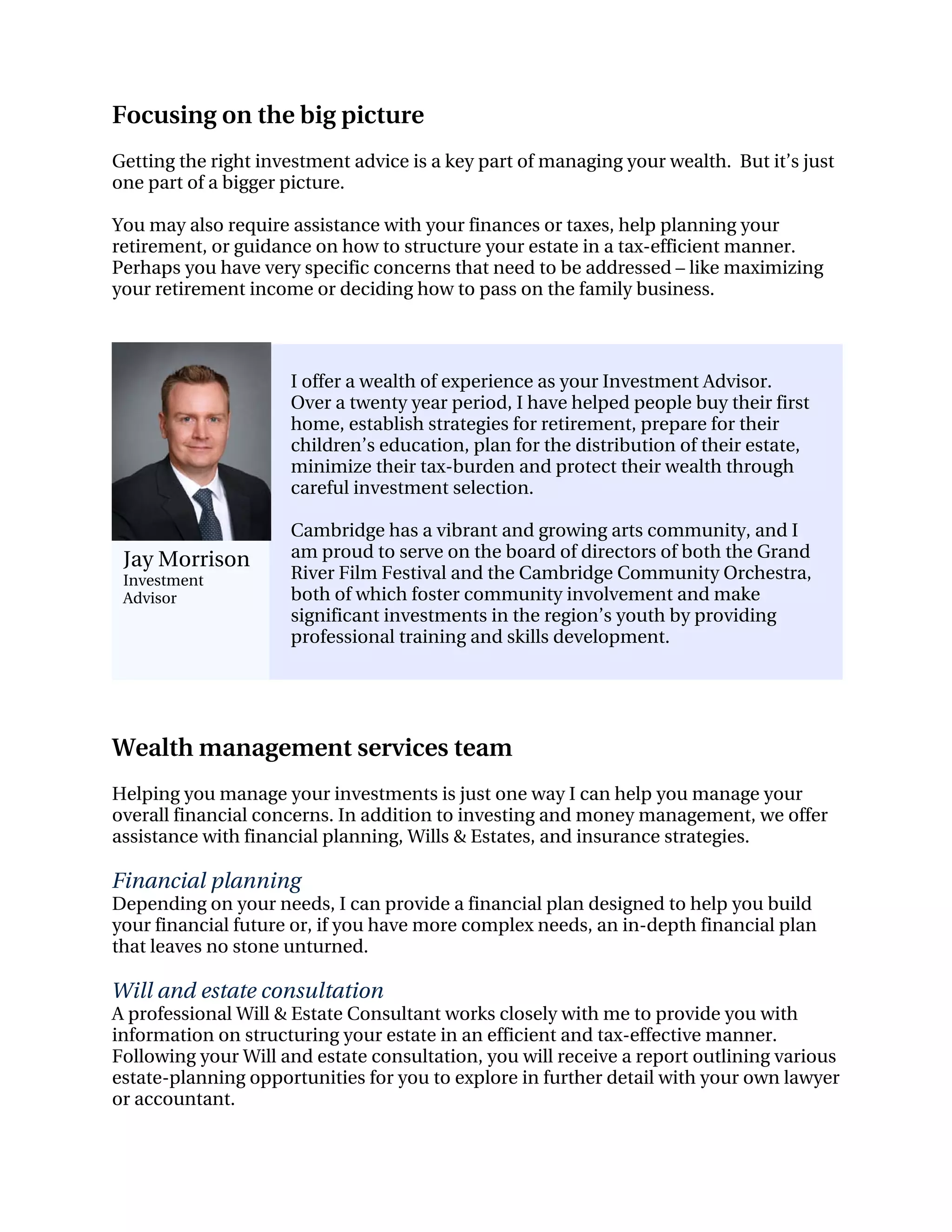 Professional Wealth Management Jay Morrison | PDF