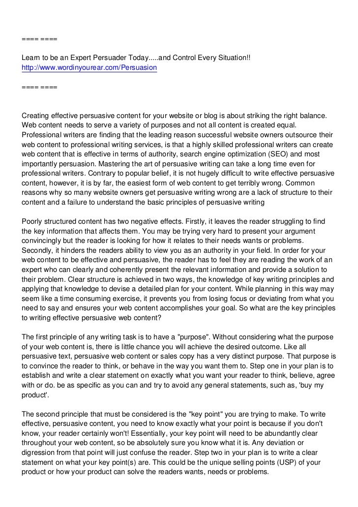Principles Of Persuasive Writing Principles Of Persuasive Writing