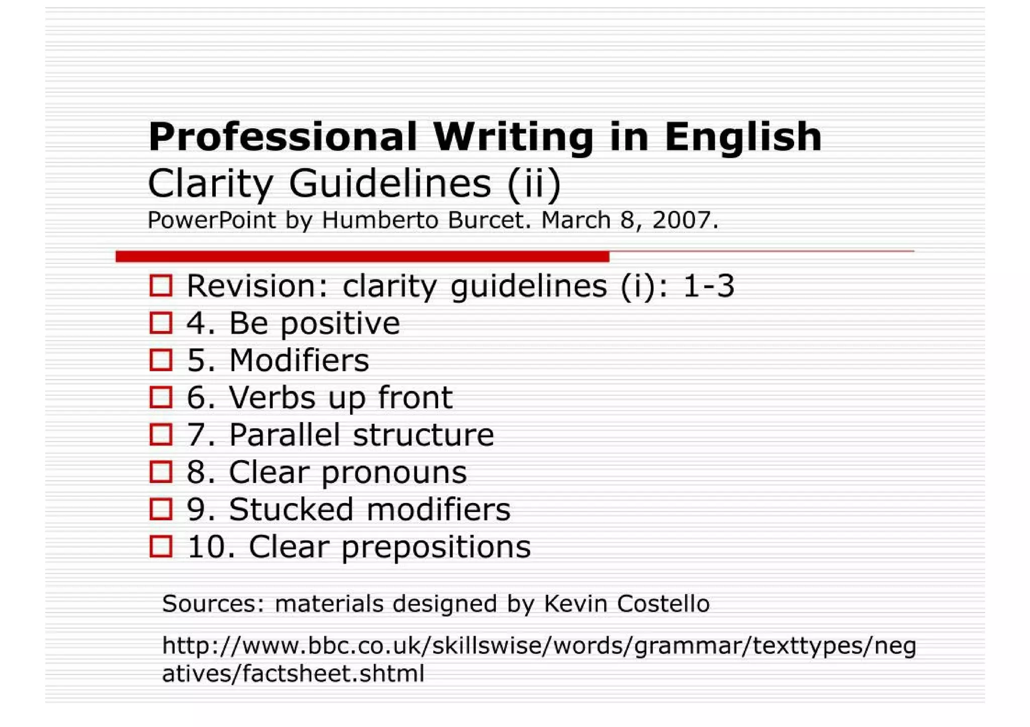 Professional Writing In English Clarity Guidelines (Ii) | PDF
