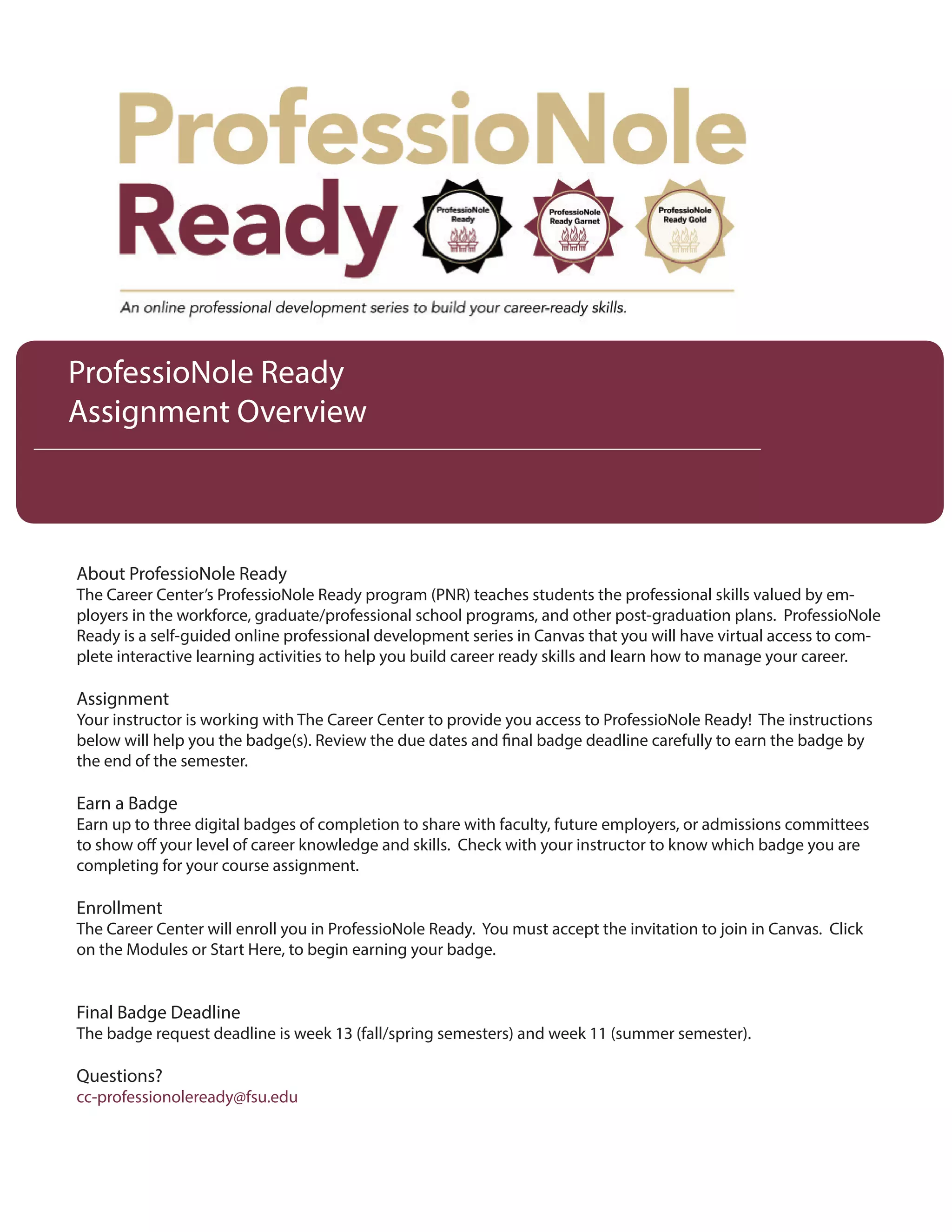 ProfessioNole Ready Instructor Guide | PDF