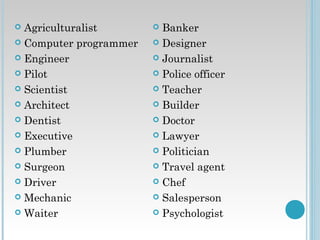 Professions | PPT | Resume Writing and Advice | Job Search