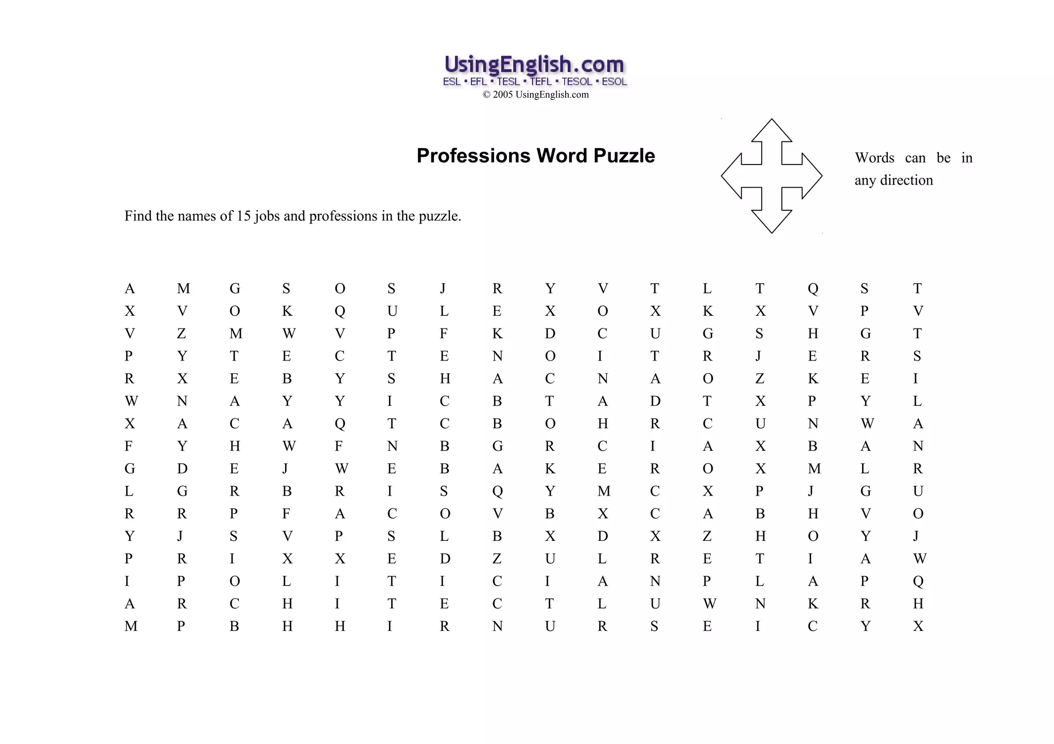 Professions word-puzzle | PPT