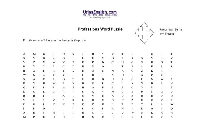 Professions word-puzzle | PPT