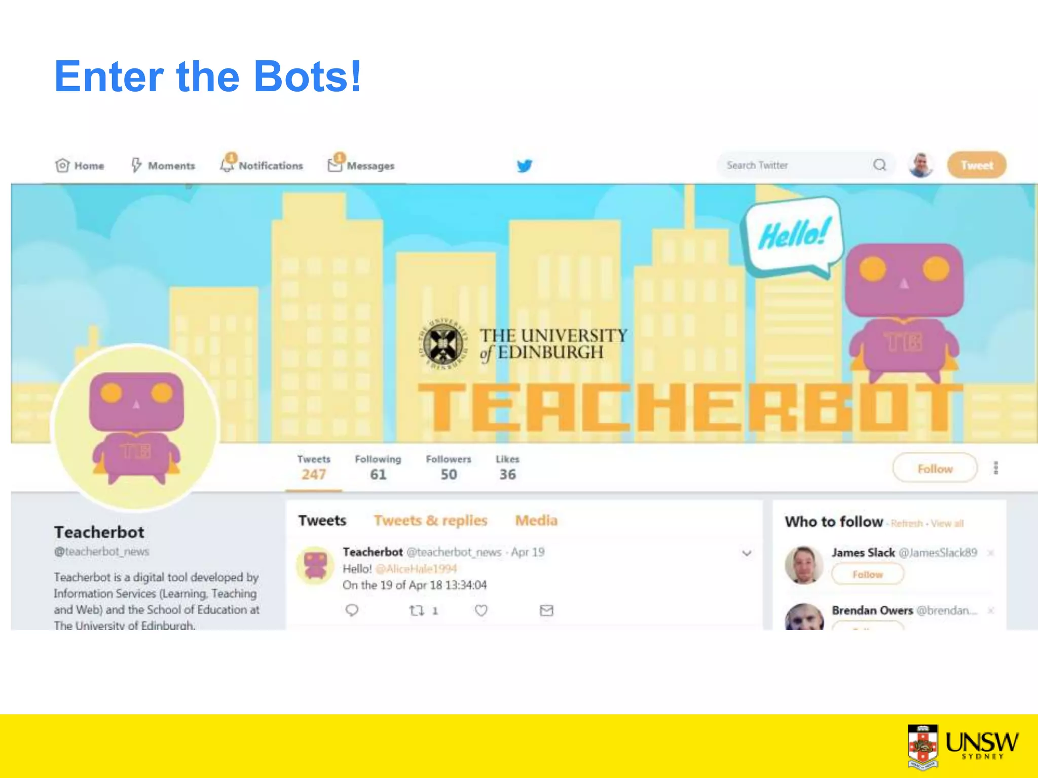 Professor Chris Tisdell, UNSW: Teacherbot - toward AI in higher education | PPTX
