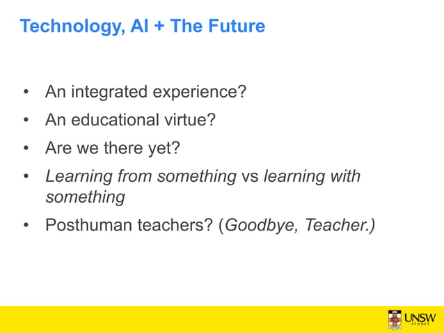 Professor Chris Tisdell, UNSW: Teacherbot - toward AI in higher ...