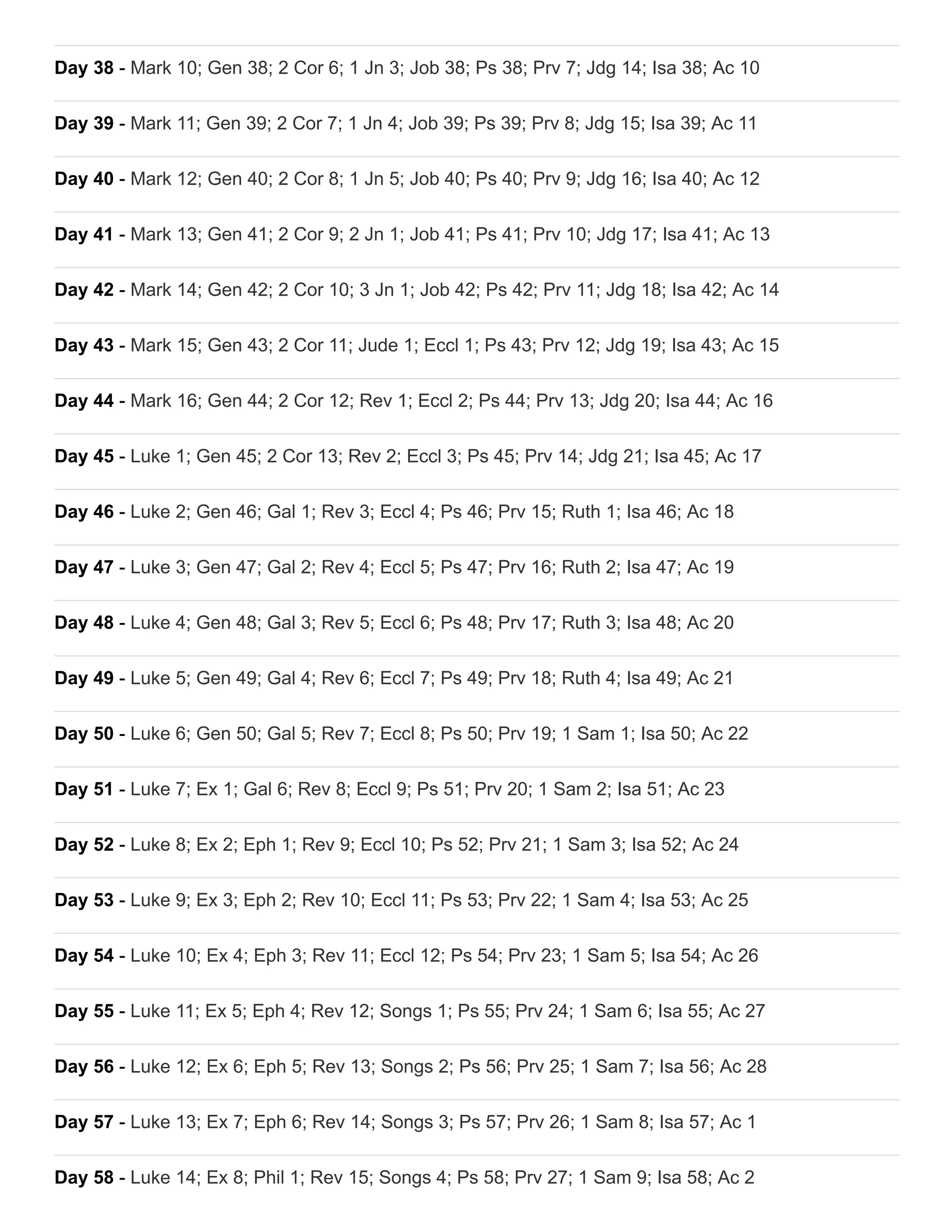 Professor horner's bible reading system daily plan | PDF