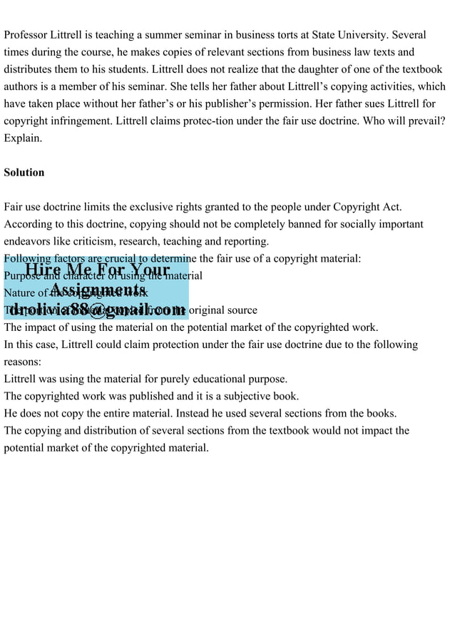 Professor Littrell is teaching a summer seminar in business torts at.pdf