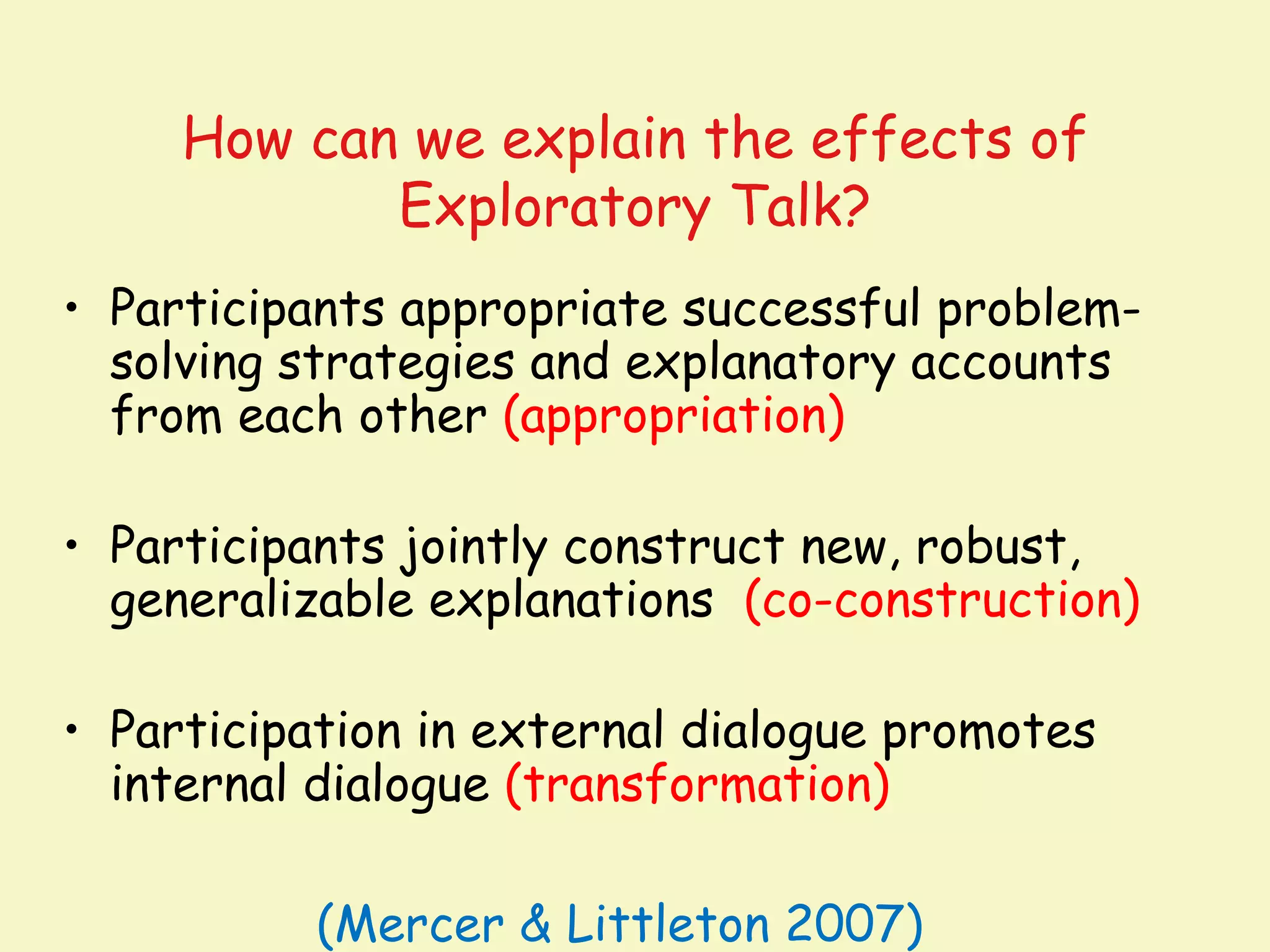 Exploratory talk - Professor Neil Mercer | PPT