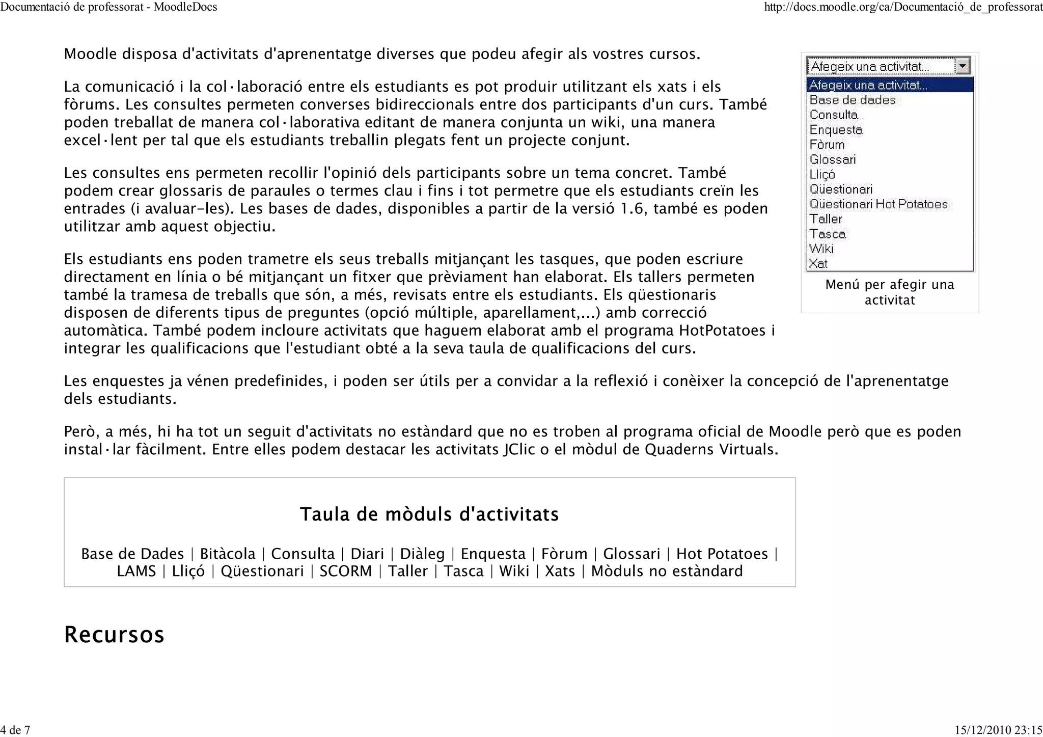 Manual Moodle Professorat | PDF