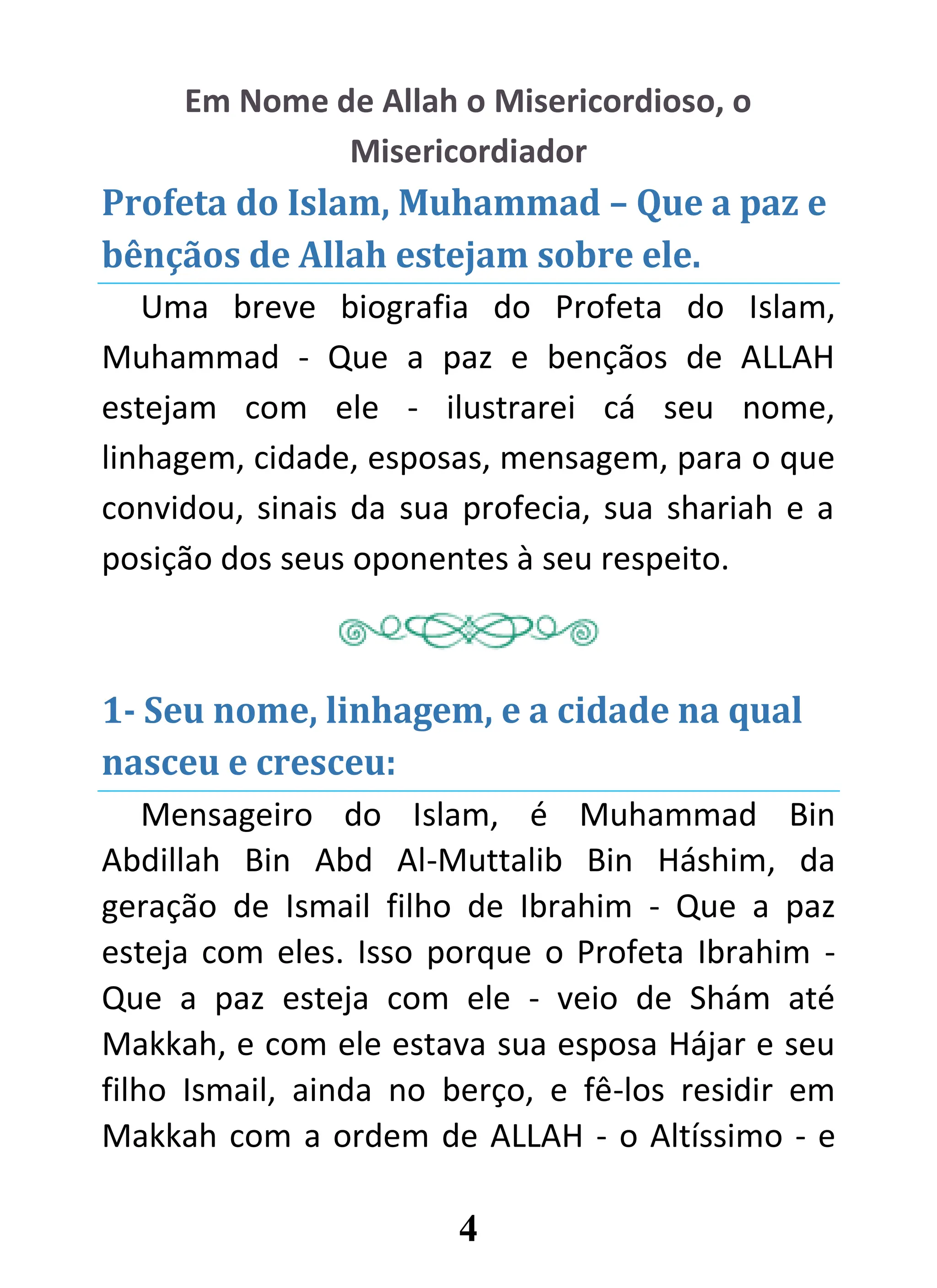 Profeta do islã Muhammad ﷺ profeta de Deus. (Islamismo) | PDF
